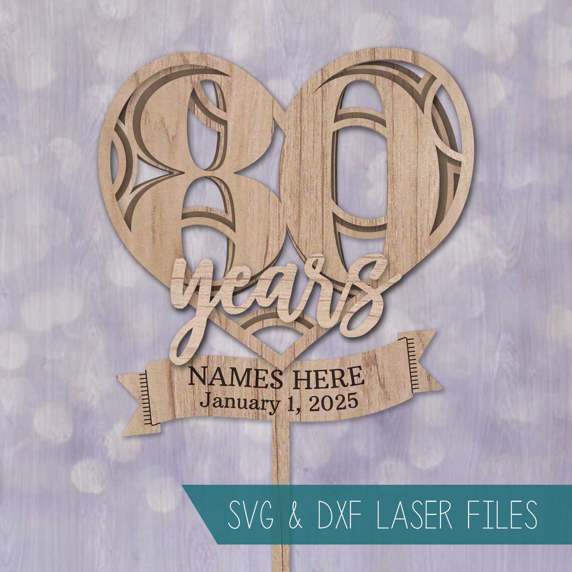 80th Birthday or Anniversary Cake Topper - Laser SVG Cut Files// Custom ...