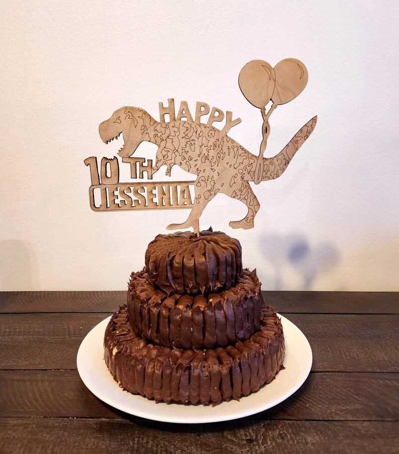 Dino Cake Topper // Laser SVG File // Custom Name Dinosaur Party Decor ...