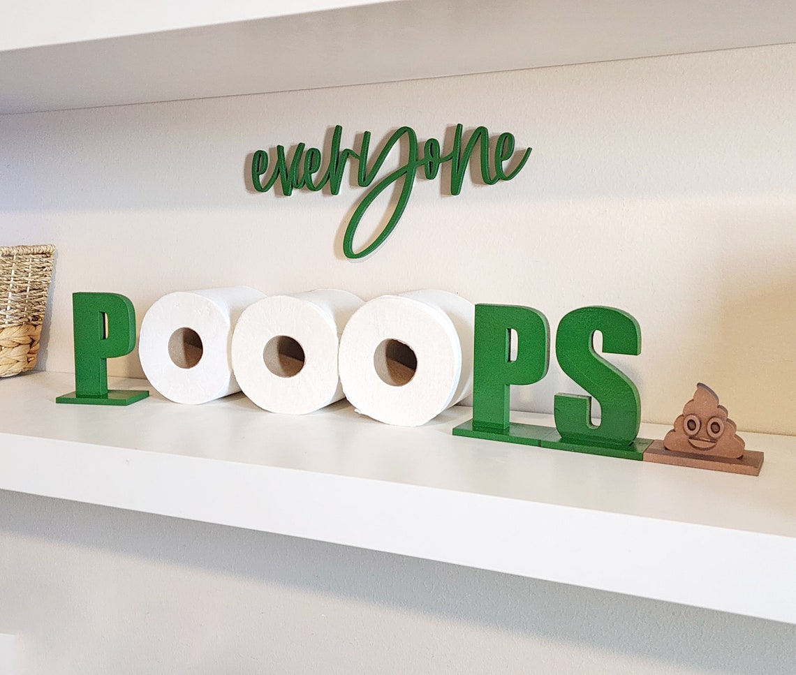 Funny Bathroom Sign Laser SVG Cut File // Everyone Poops // White ...