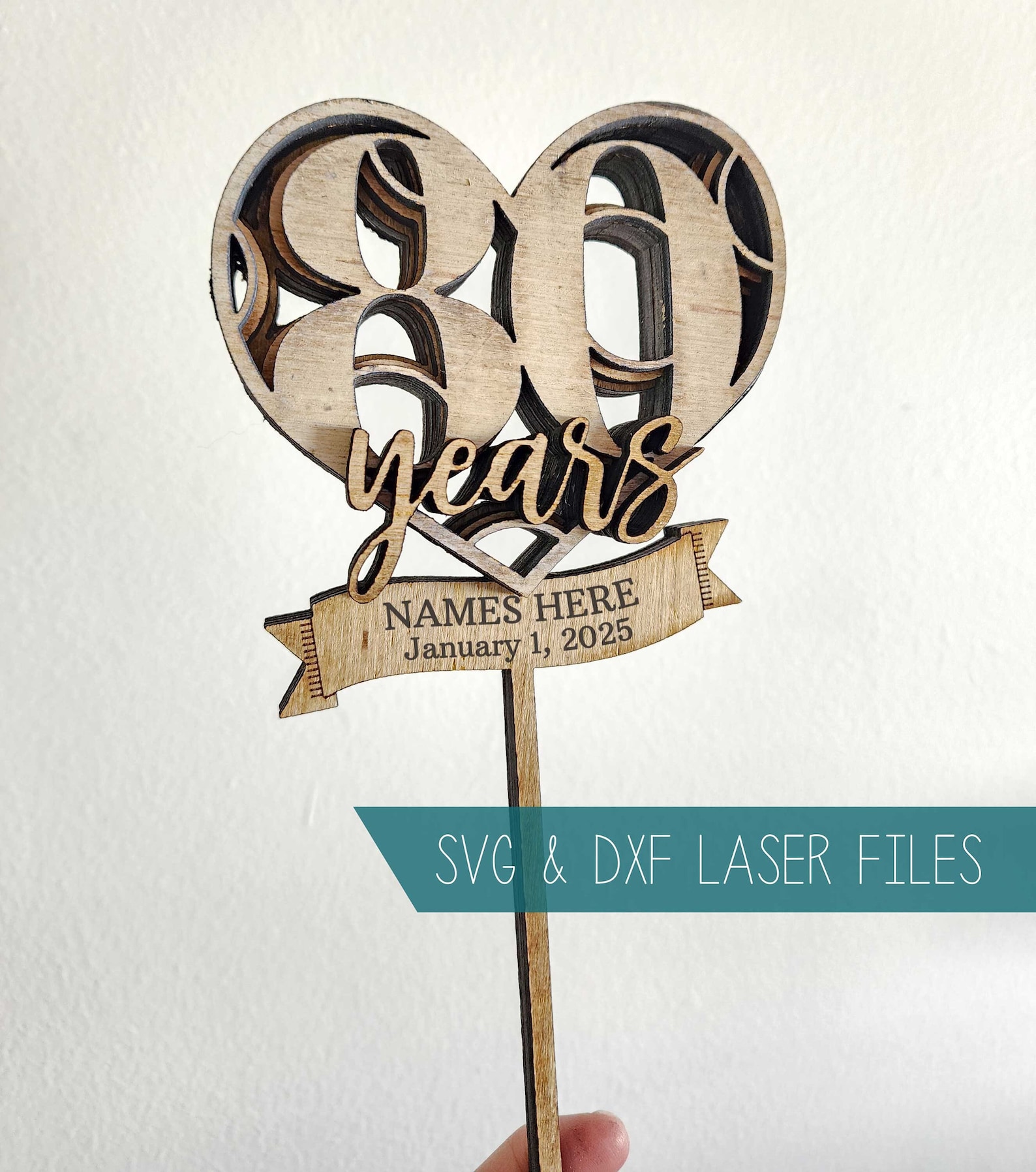 80th Birthday or Anniversary Cake Topper - Laser SVG Cut Files// Custom ...