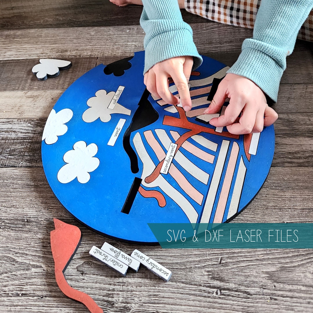 Kids Volcano Puzzle Pattern // Laser SVG DXF Cut File // Montessori ...