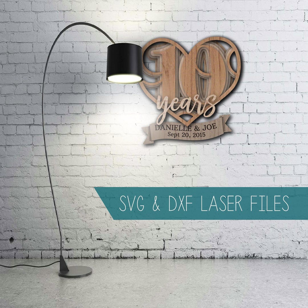 10th Anniversary Laser Cut File – SVG Pattern for Glowforge - Etsy UK