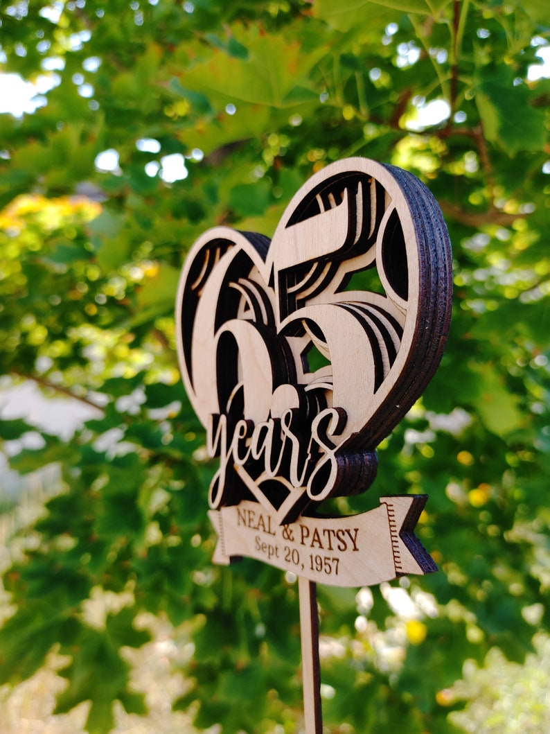 Laser SVG Cut File 40th 50th 60th 65th Anniversary Cake Topper // Happy ...