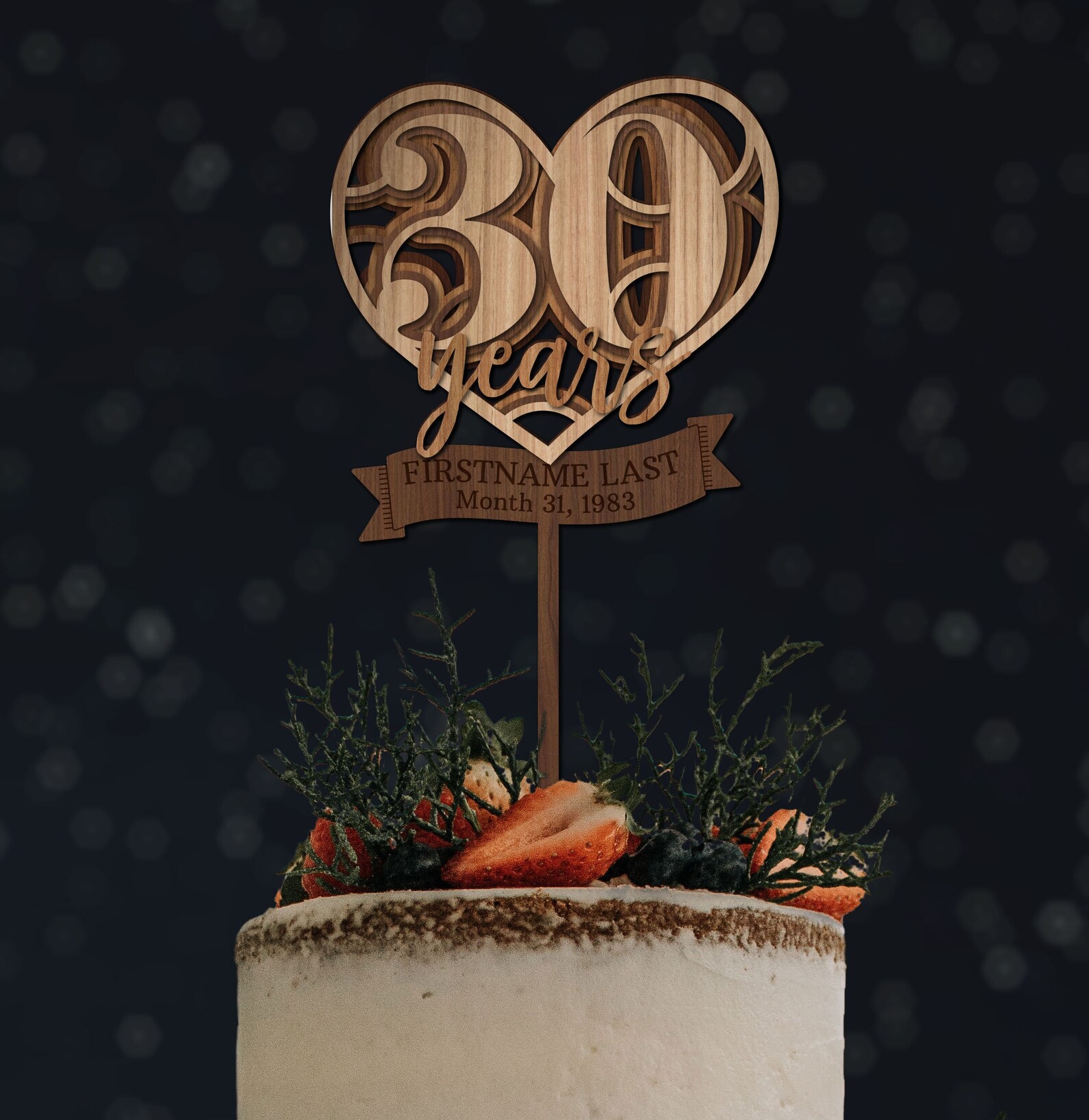 Laser SVG Cut File 20th 30th 40th 50th Birthday Anniversary Cake Topper ...