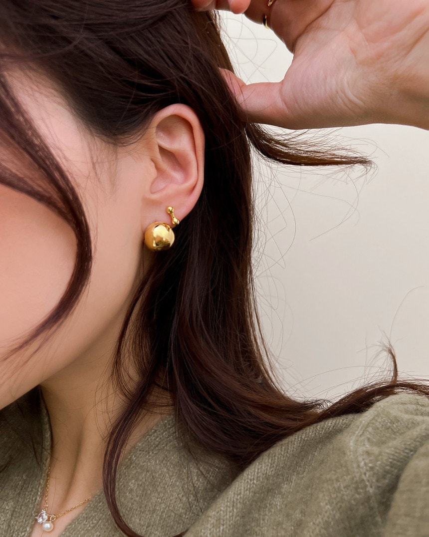 Silver and Gold Chunky Ball Hoops, Chunky Sphere Hoops, Gold Ball ...