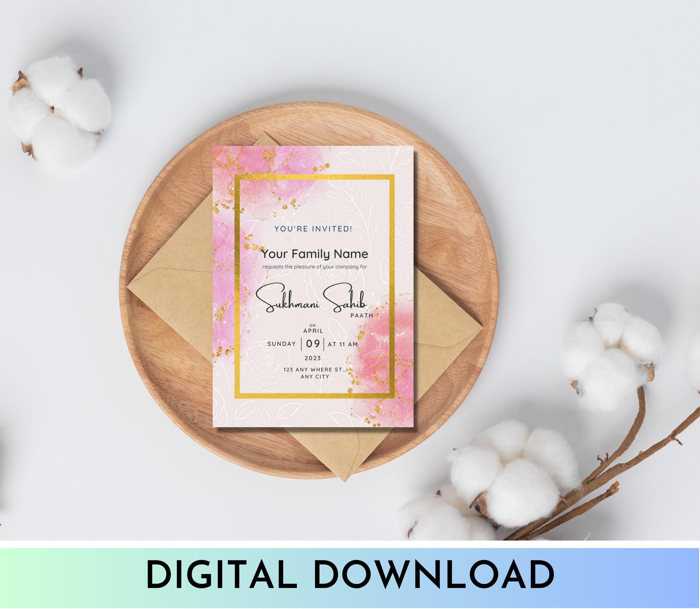 Sikh Invitation Card Indian Events Sukhmani Sahib Paath Invite Digital ...