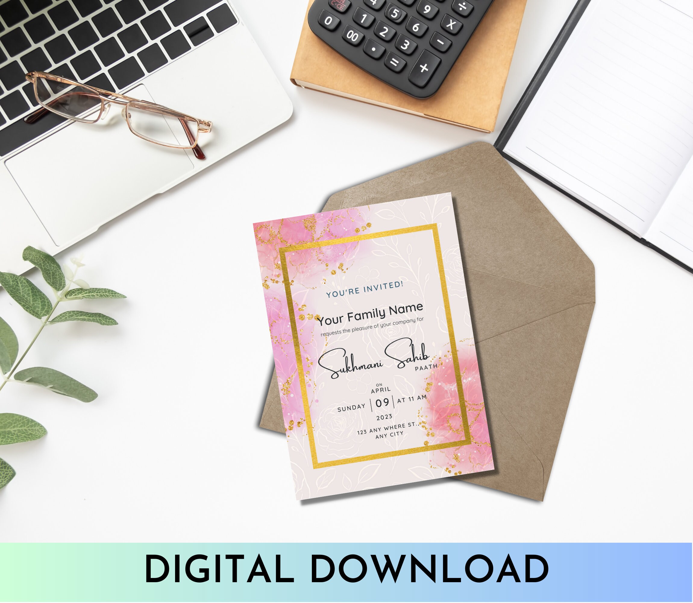 Sikh Invitation Card Indian Events Sukhmani Sahib Paath Invite Digital ...