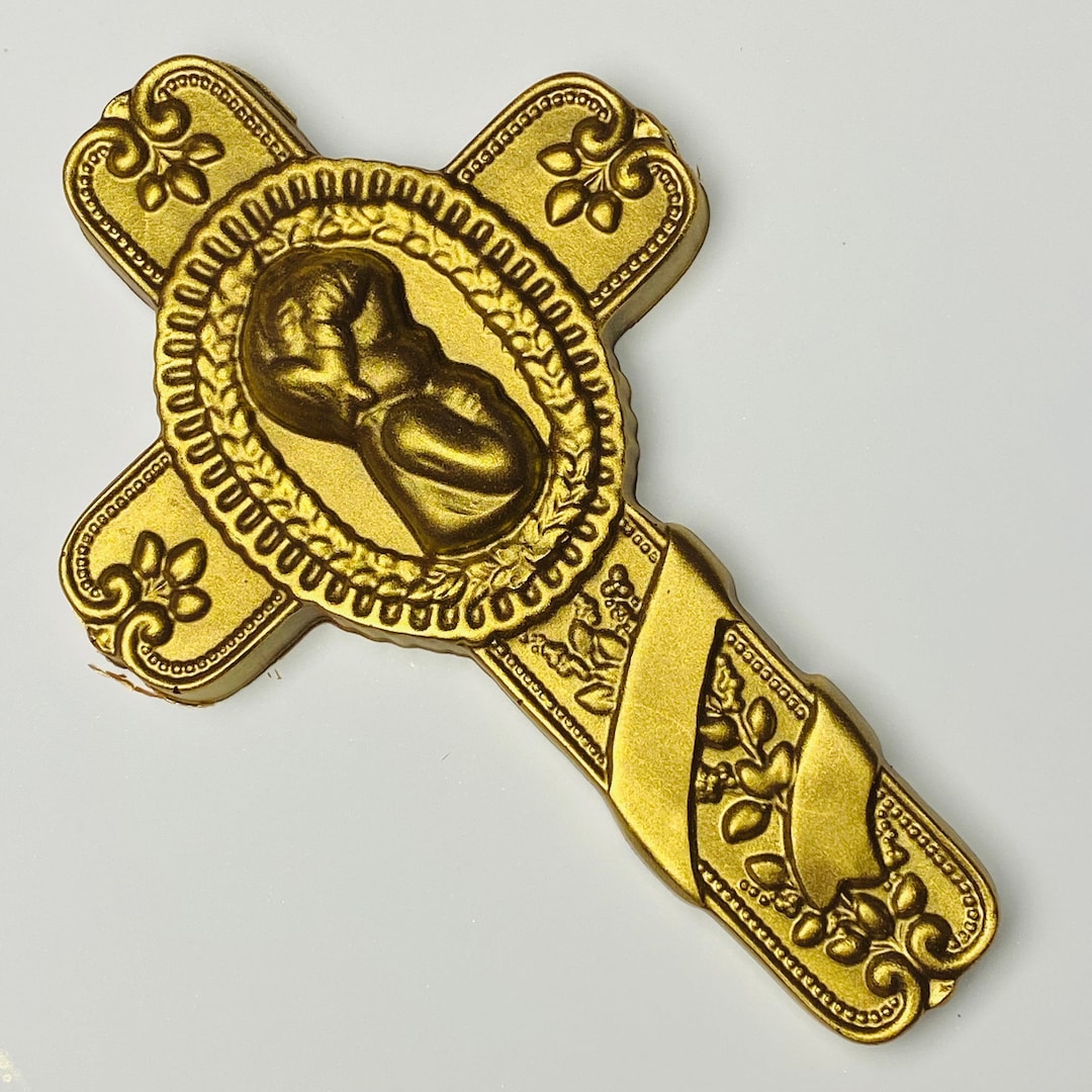 Golden Milk Chocolate Cross With Chocolate Popping Crystals - Etsy