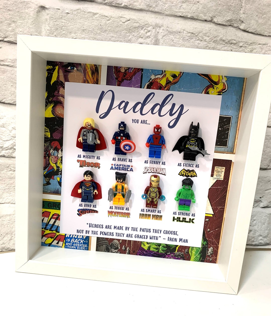 Personalised Daddy/dad Superhero Box Frame, Personalised Frame for Him ...