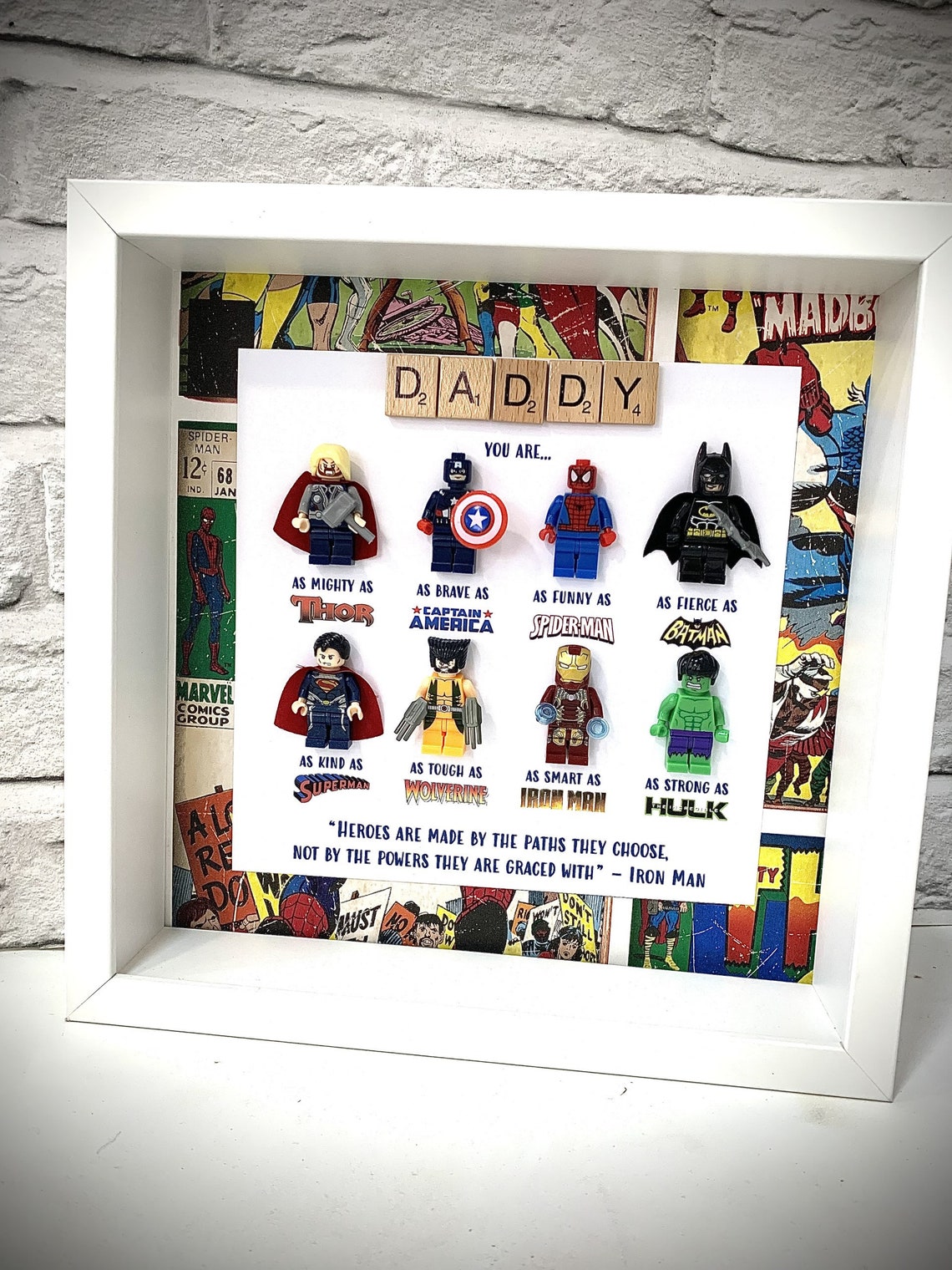 Personalised Daddy/dad Superhero Box Frame, Personalised Frame for Him ...