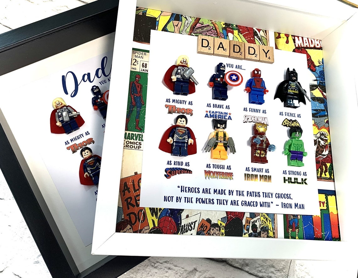 Personalised Daddy/dad Superhero Box Frame, Personalised Frame for Him ...