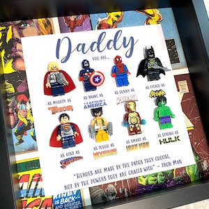 Personalised Daddy/dad Superhero Box Frame, Personalised Frame for Him ...