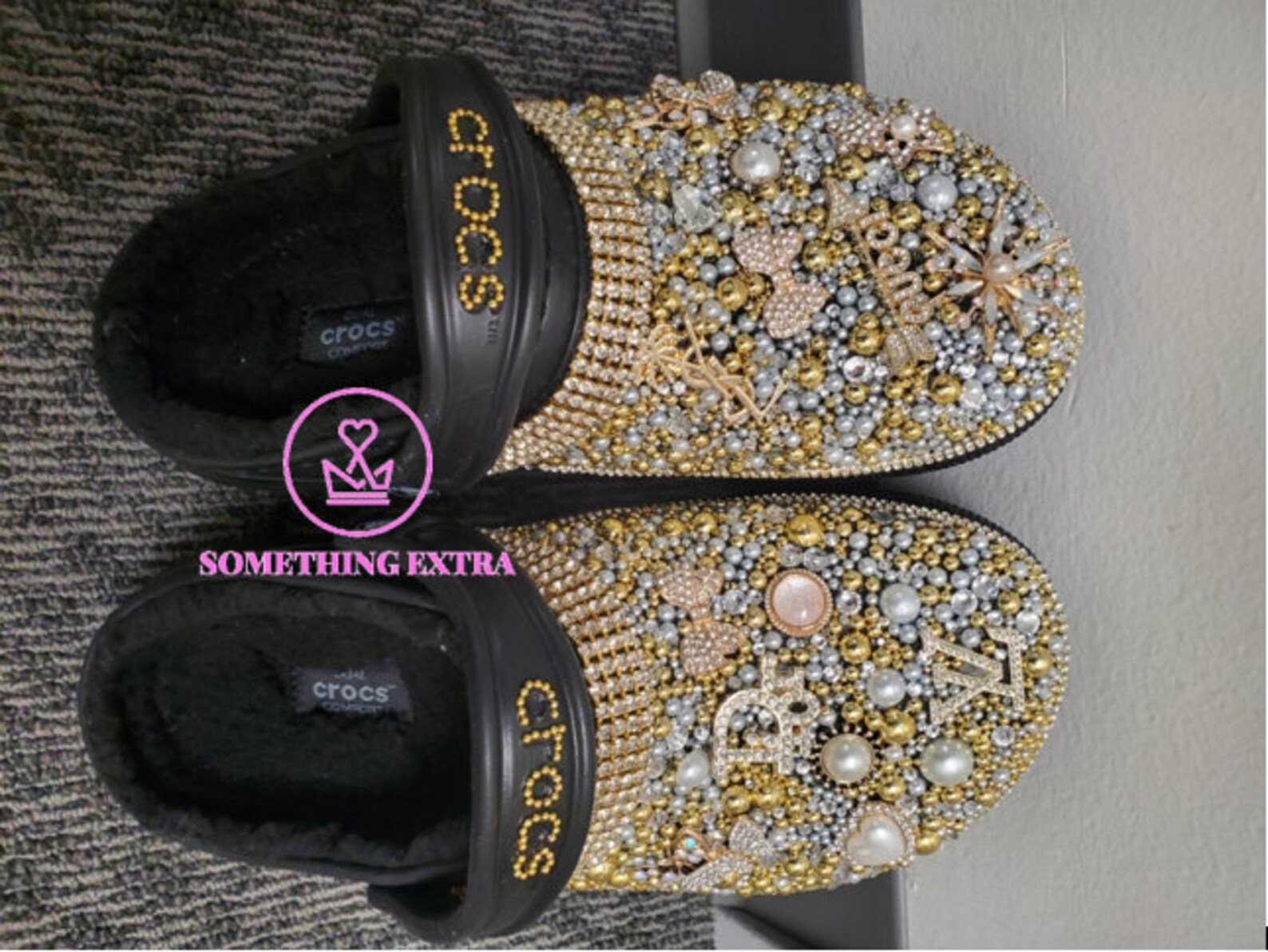 Fur Lined Clogs W/ Full Embellishments (adult) - Etsy