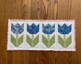Quilted Spring Table Runner With Tulips and Pinwheels - Etsy