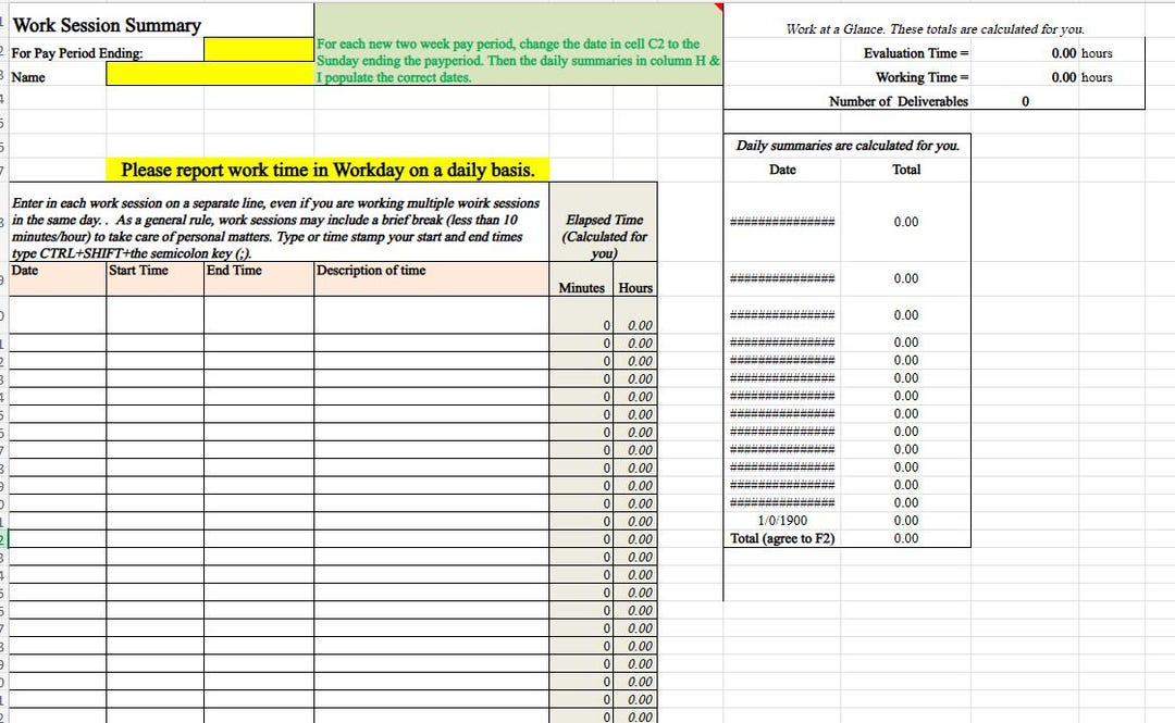 Weekly Work Summary Timesheet - Etsy