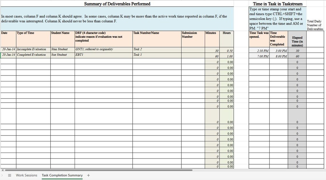 Weekly Work Summary Timesheet - Etsy