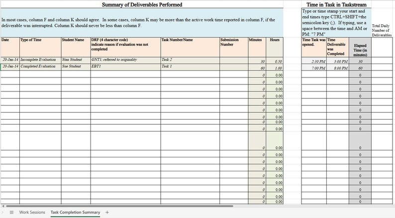Weekly Work Summary Timesheet - Etsy