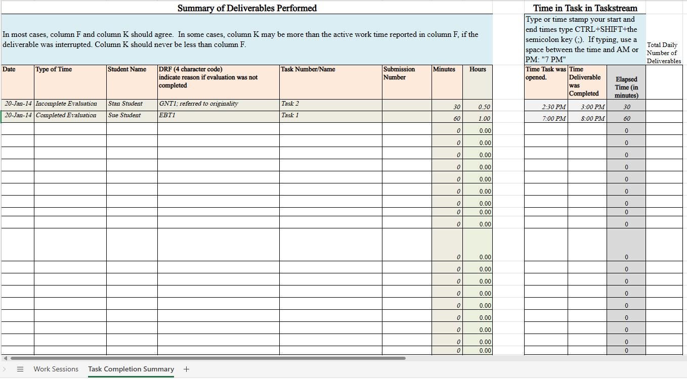 Weekly Work Summary Timesheet - Etsy