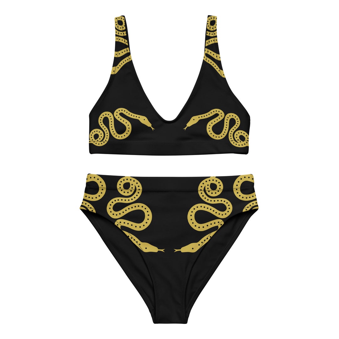 Snake Print High-waisted Bikini | Gold and Black Two Piece | Gothic ...