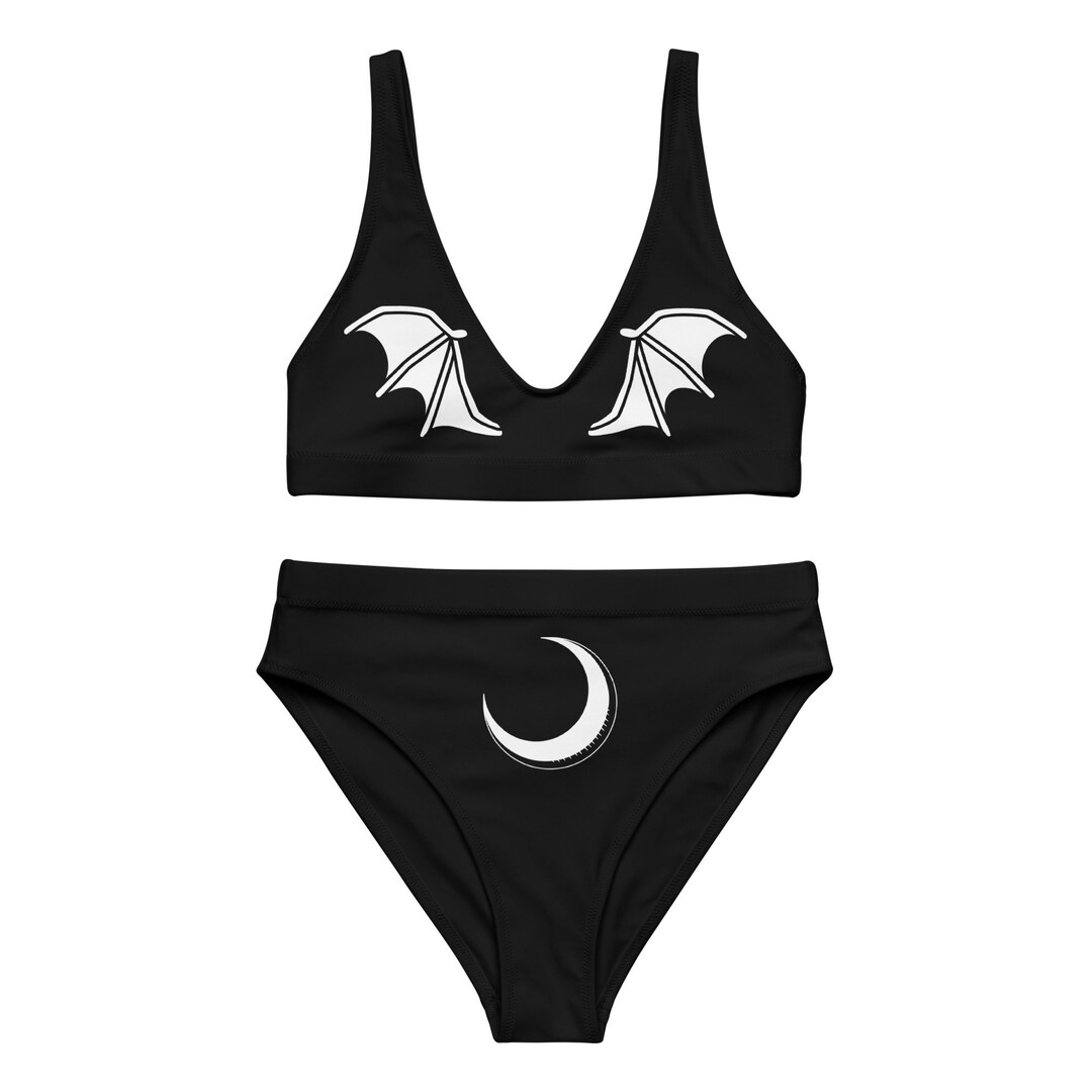 Gothic Bat Wing Bikini Black and White 2 Piece Swimwear - Etsy