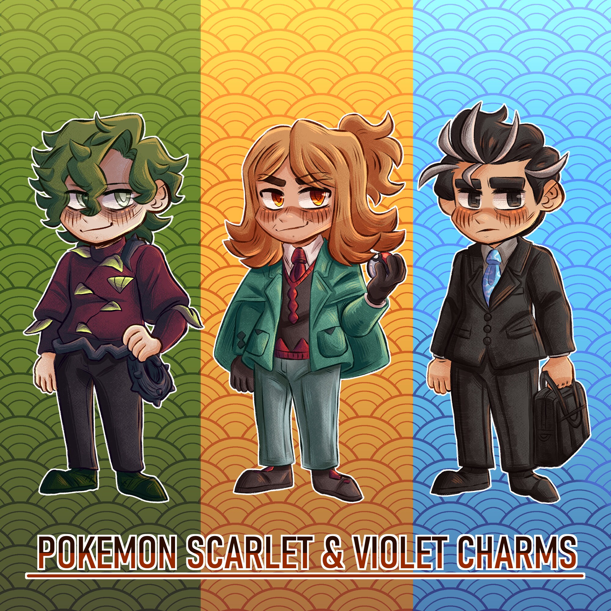 Pkmn Scarlet & Violet Character Charms // Brassius, Hassel, Larry 3 ...