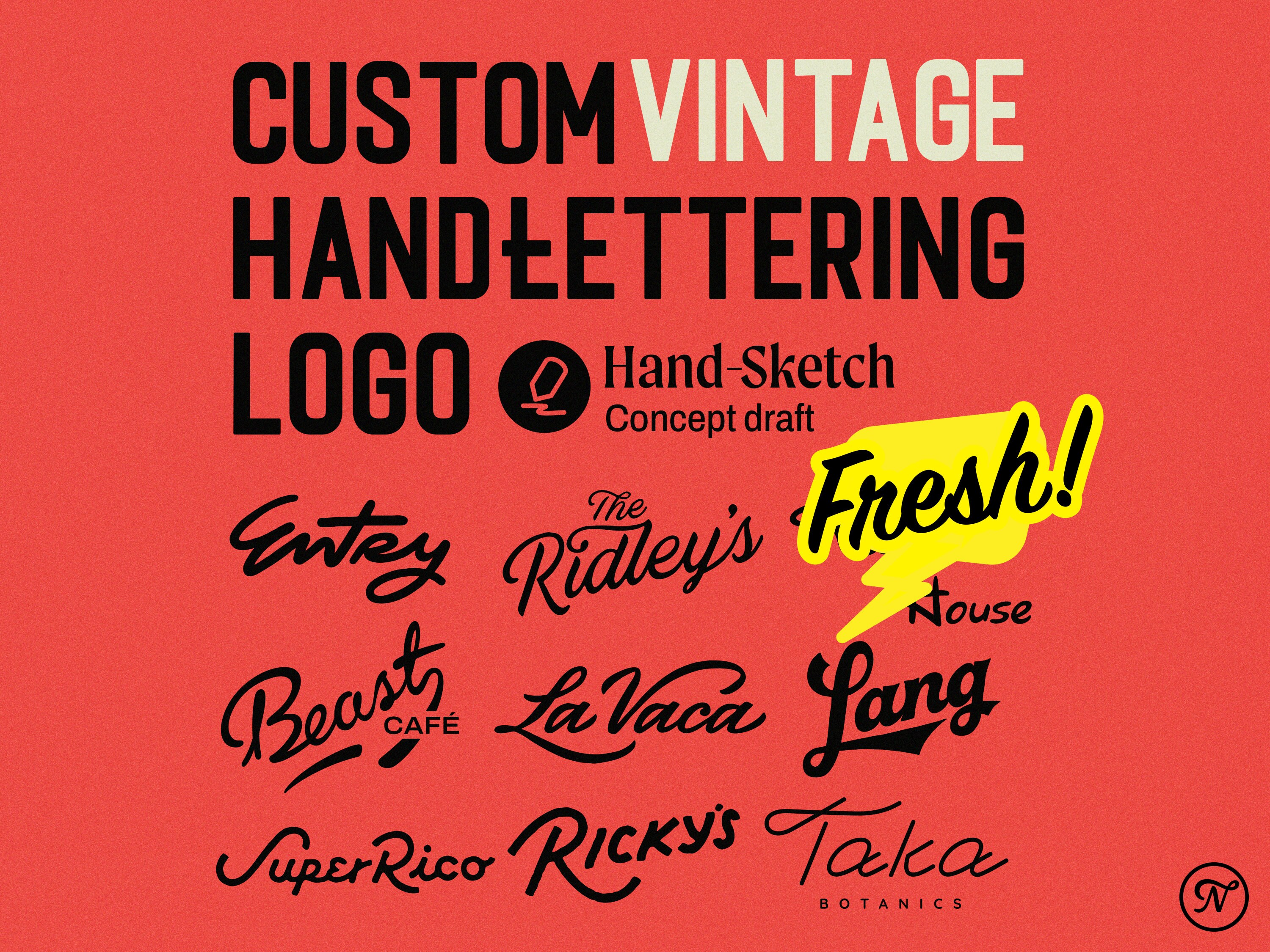 Custom Retro Hand-lettering Logo Nostalgic Style Company Design Bespoke ...