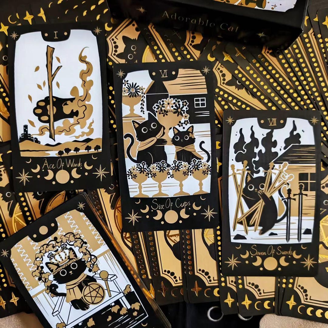 Adorable Cat Tarot Deck – Cute Black Cat Tarot Cards for Halloween and ...