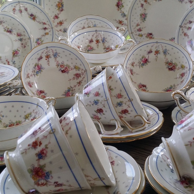 Rare Find, 56 Pc. Royal Crown Derby, Melrose Pattern, 8 Complete Place ...