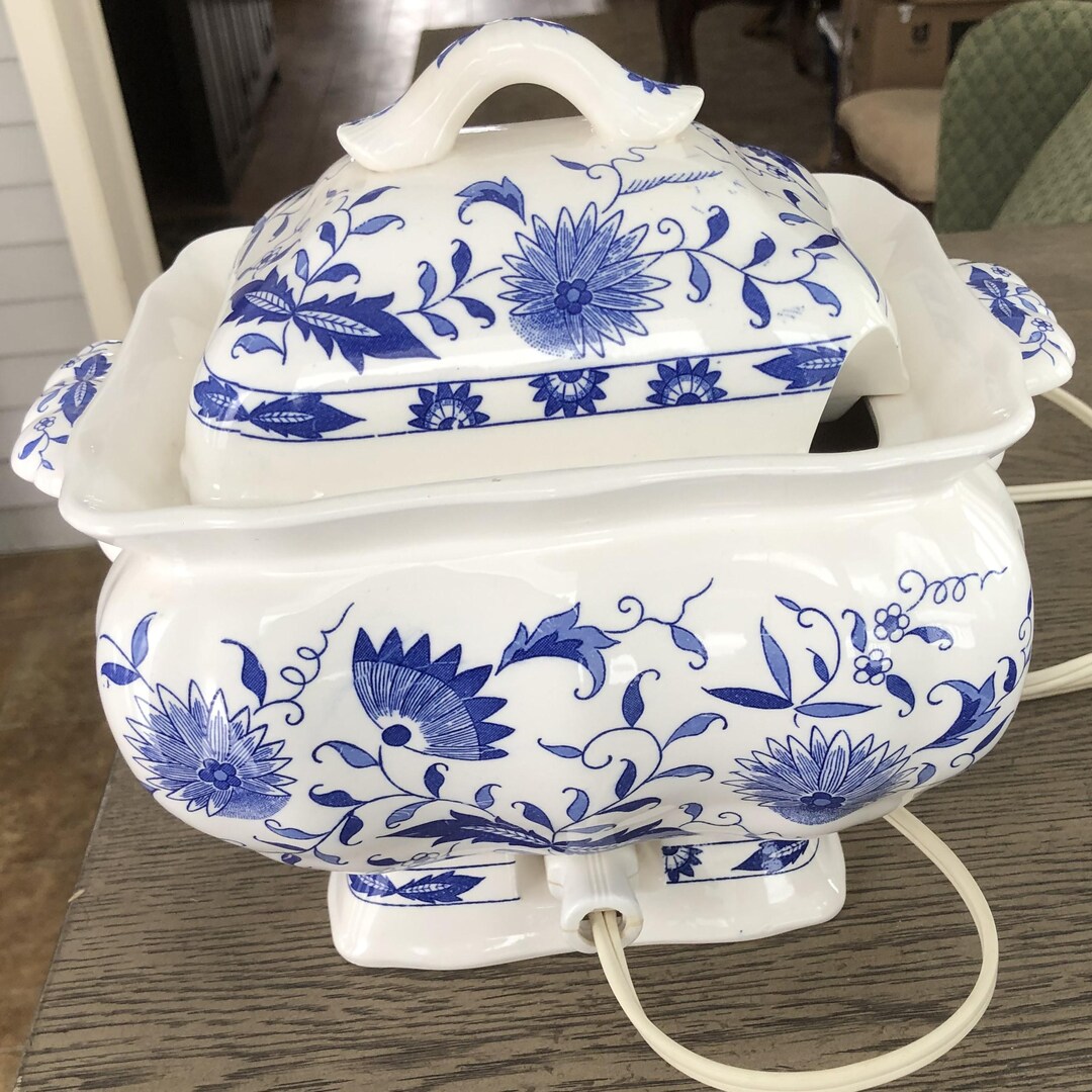 Blue Onion Style Ceramic Table Top Electric Soup Warmer/gravy Warmer ...