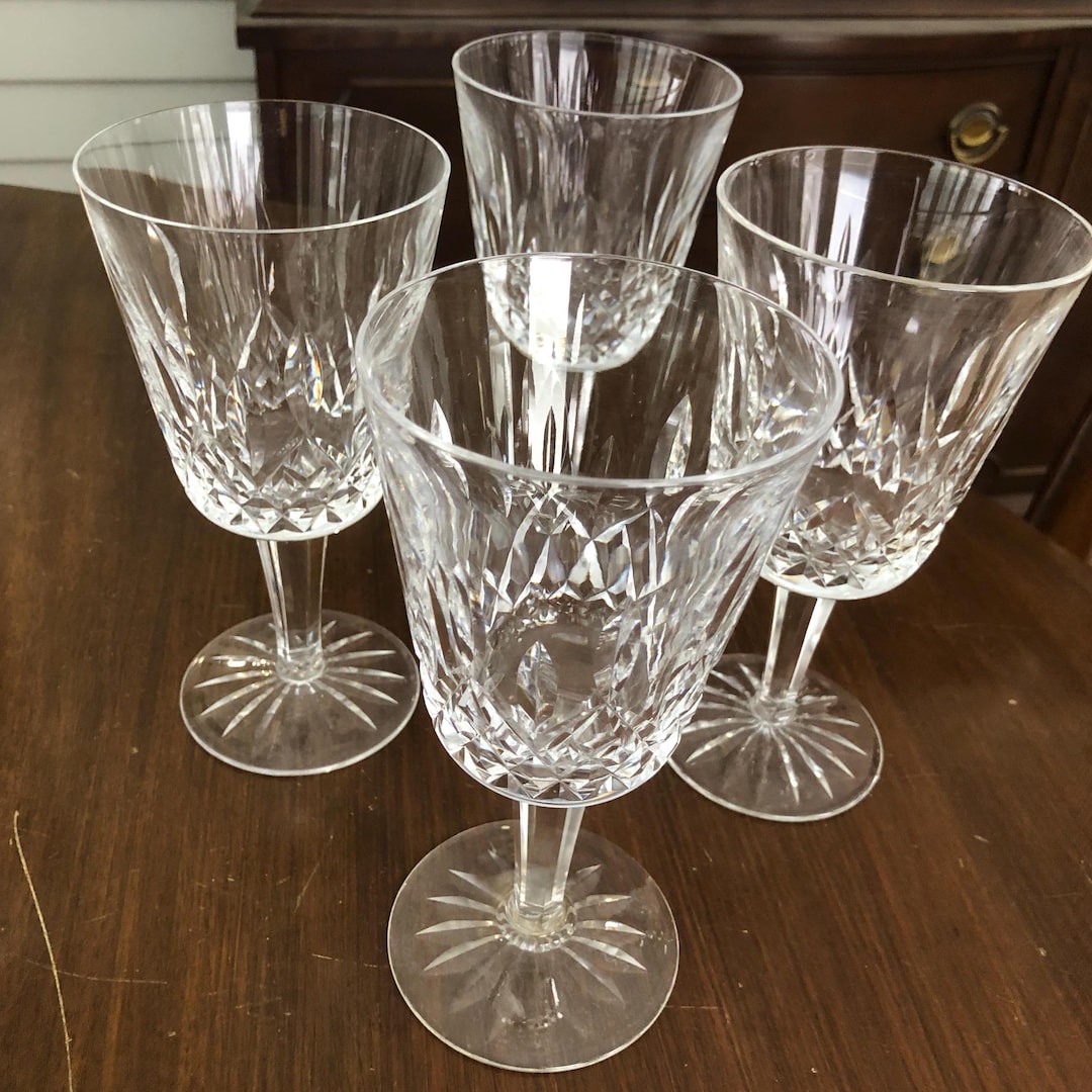 4 Waterford Lismore Large Water Goblets. Vintage, Made in Ireland ...
