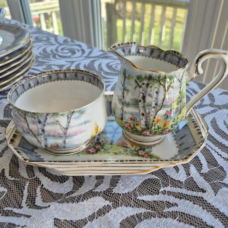 Royal Albert Silver Birch Pattern Dinner Setting for Six - Etsy