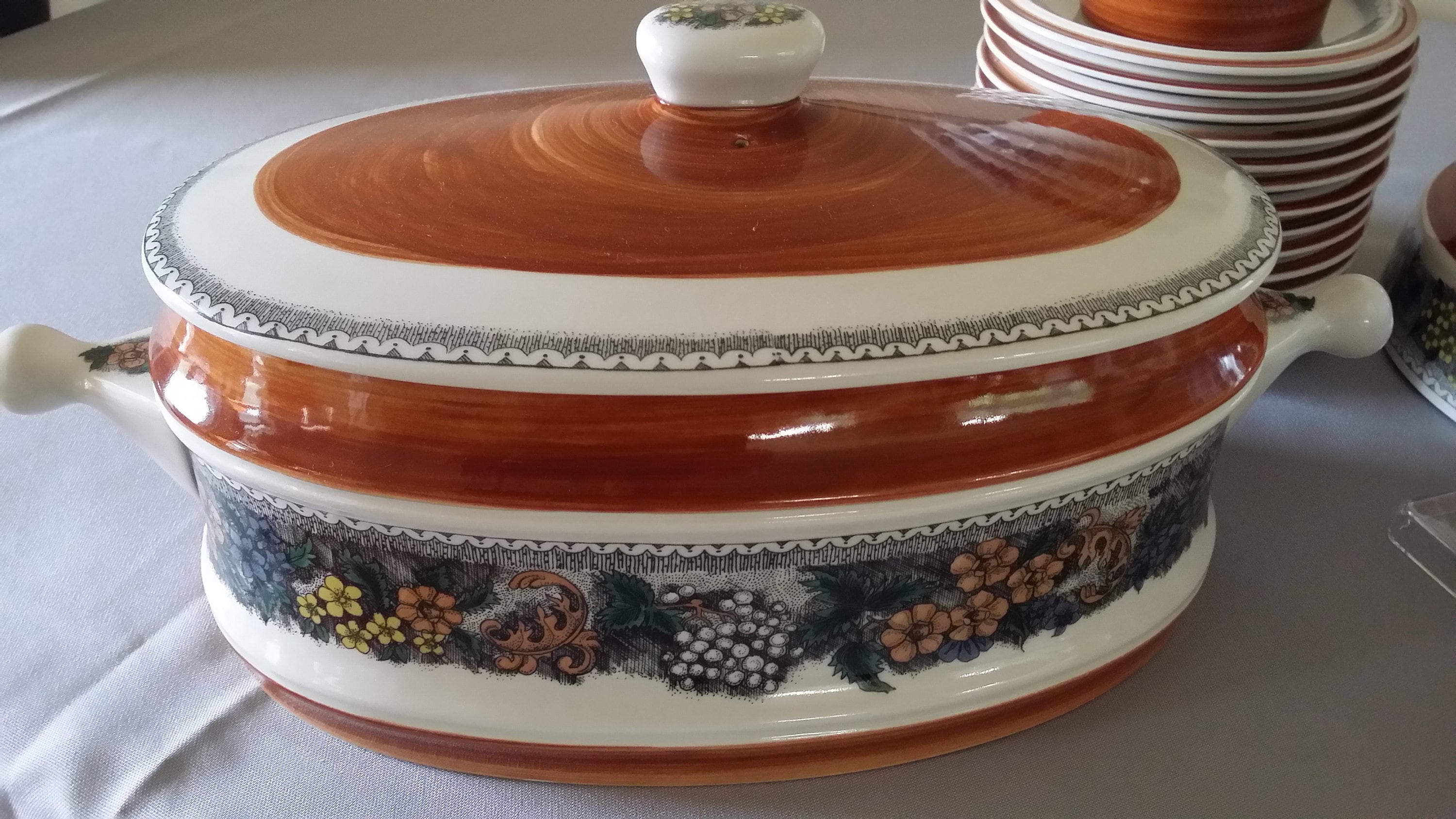 65 Pc. Goebel Country Burgund Dinner Service for 8 Plus Hostess Pieces ...