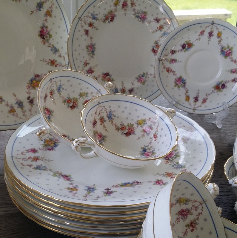 Rare Find, 56 Pc. Royal Crown Derby, Melrose Pattern, 8 Complete Place ...