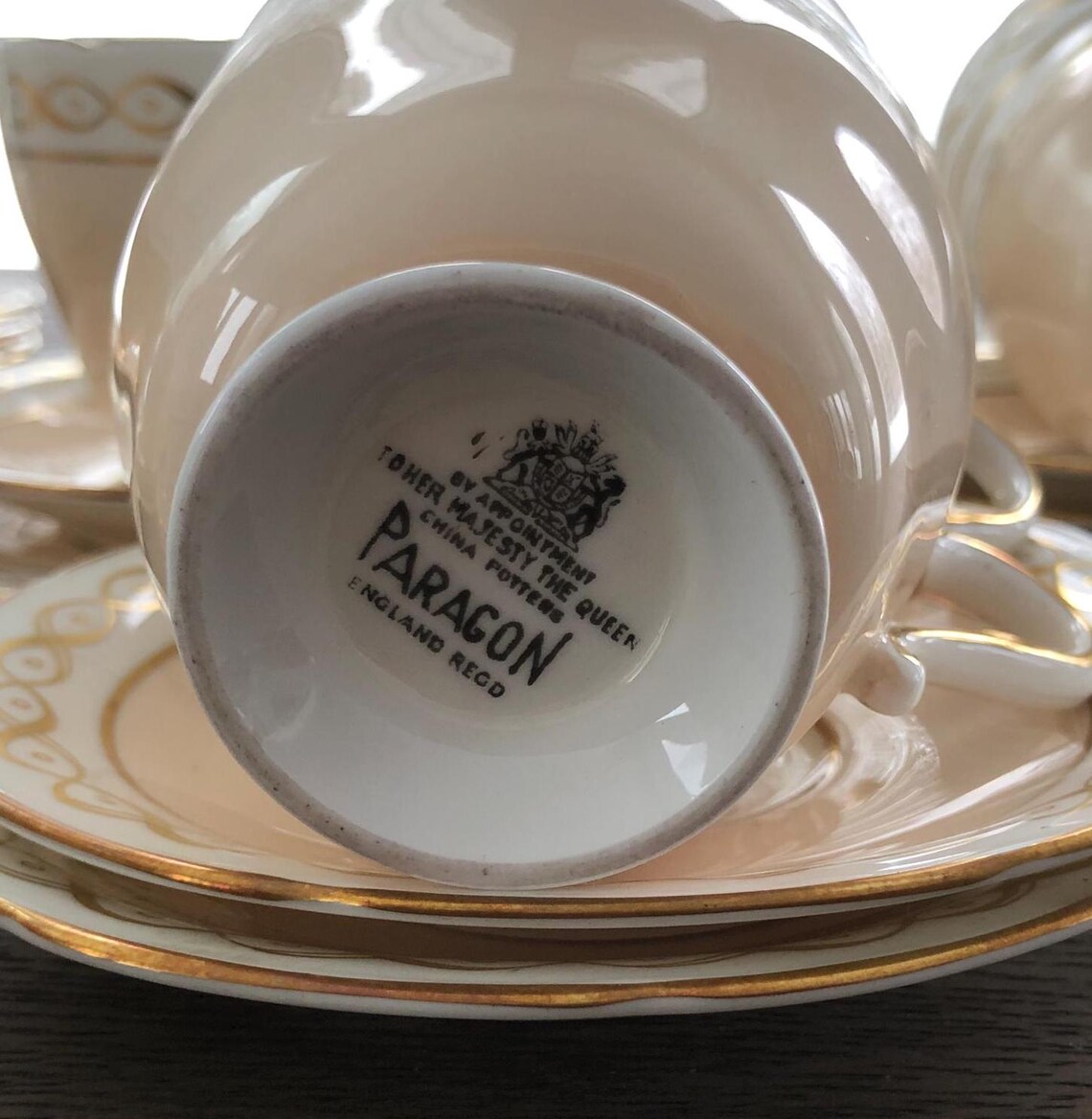 Vintage Paragon Tea Set for 8, Peachy Pink Hues on White With Hand ...