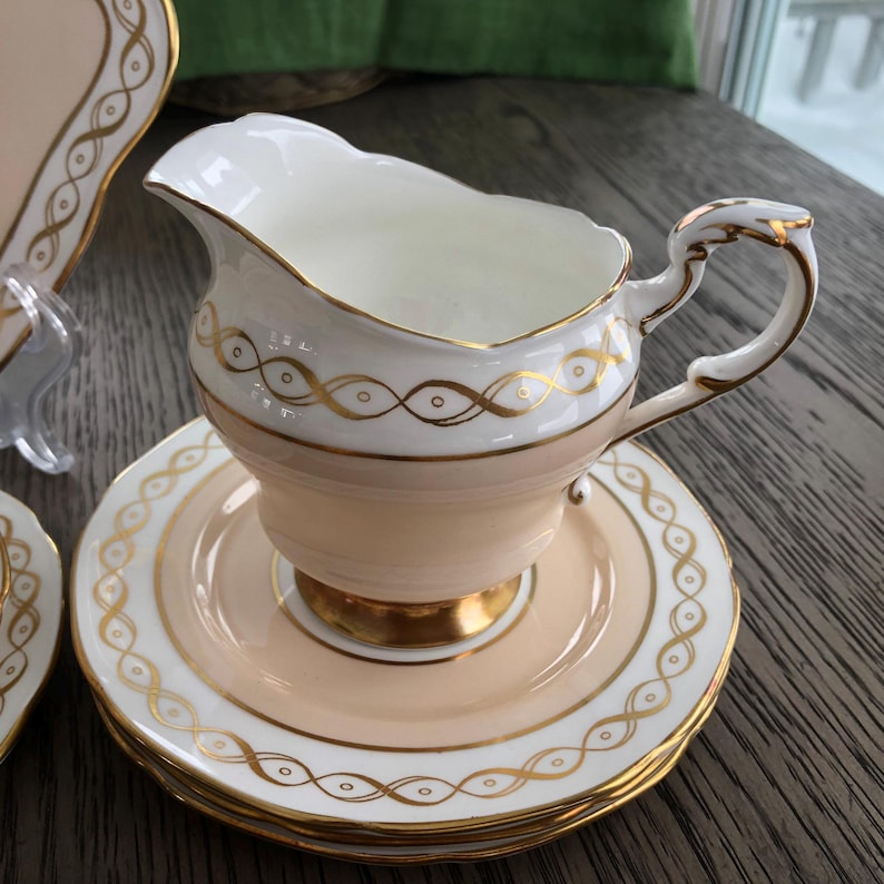 Vintage Paragon Tea Set for 8, Peachy Pink Hues on White With Hand ...