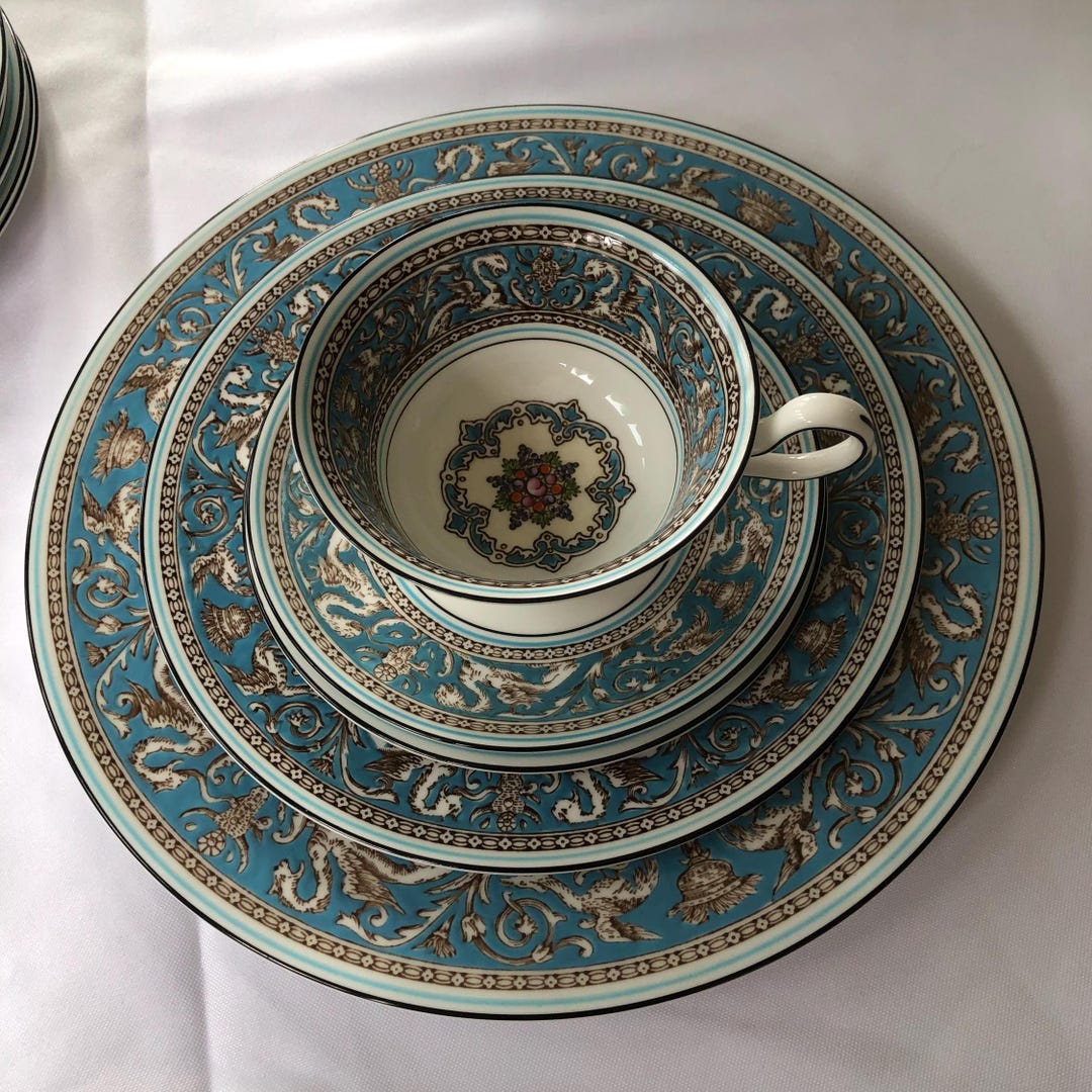 Wedgwood Florentine Turquoise, 5 Piece Place Setting, Fine Bone China ...