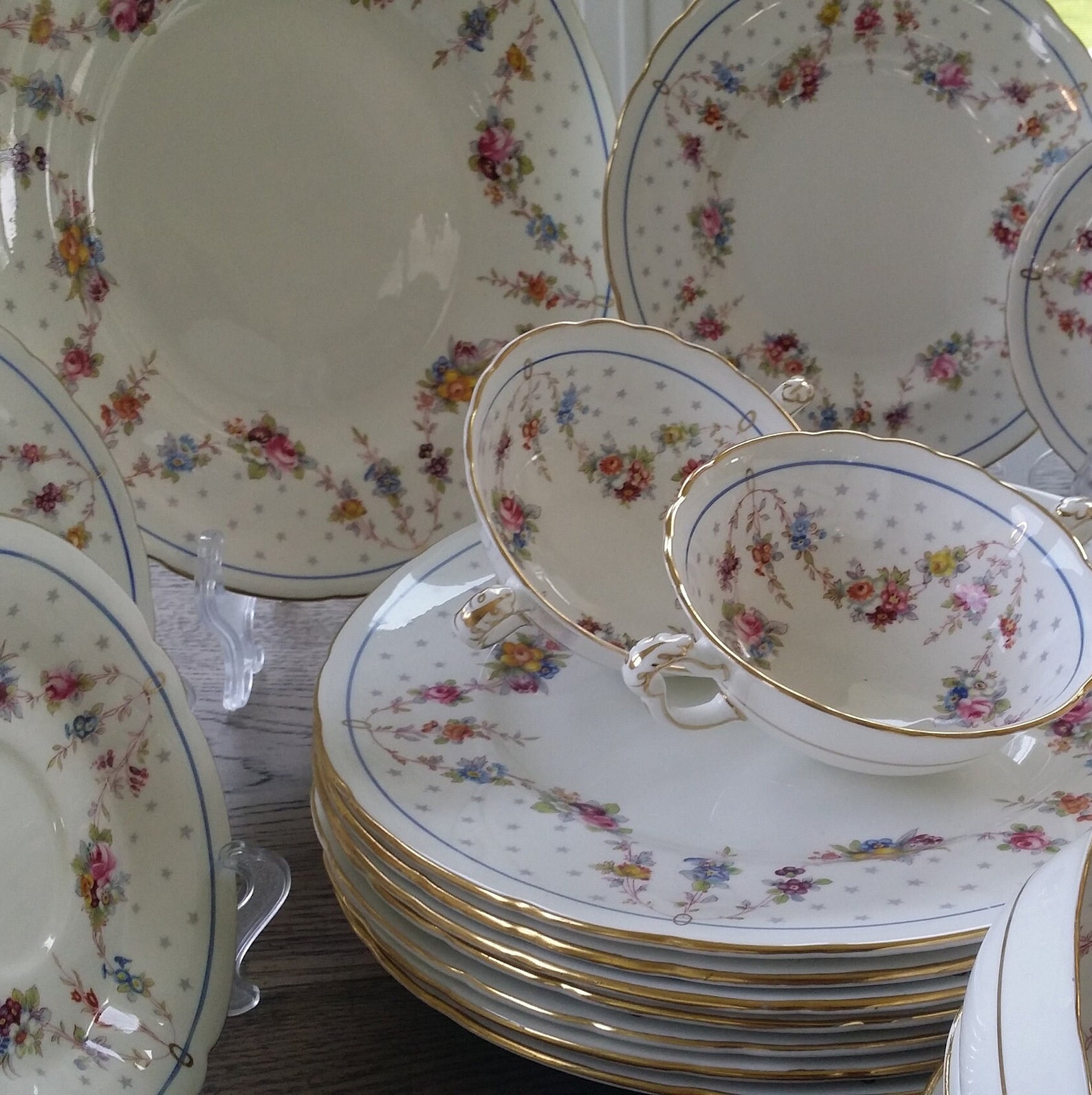 Rare Find, 56 Pc. Royal Crown Derby, Melrose Pattern, 8 Complete Place ...
