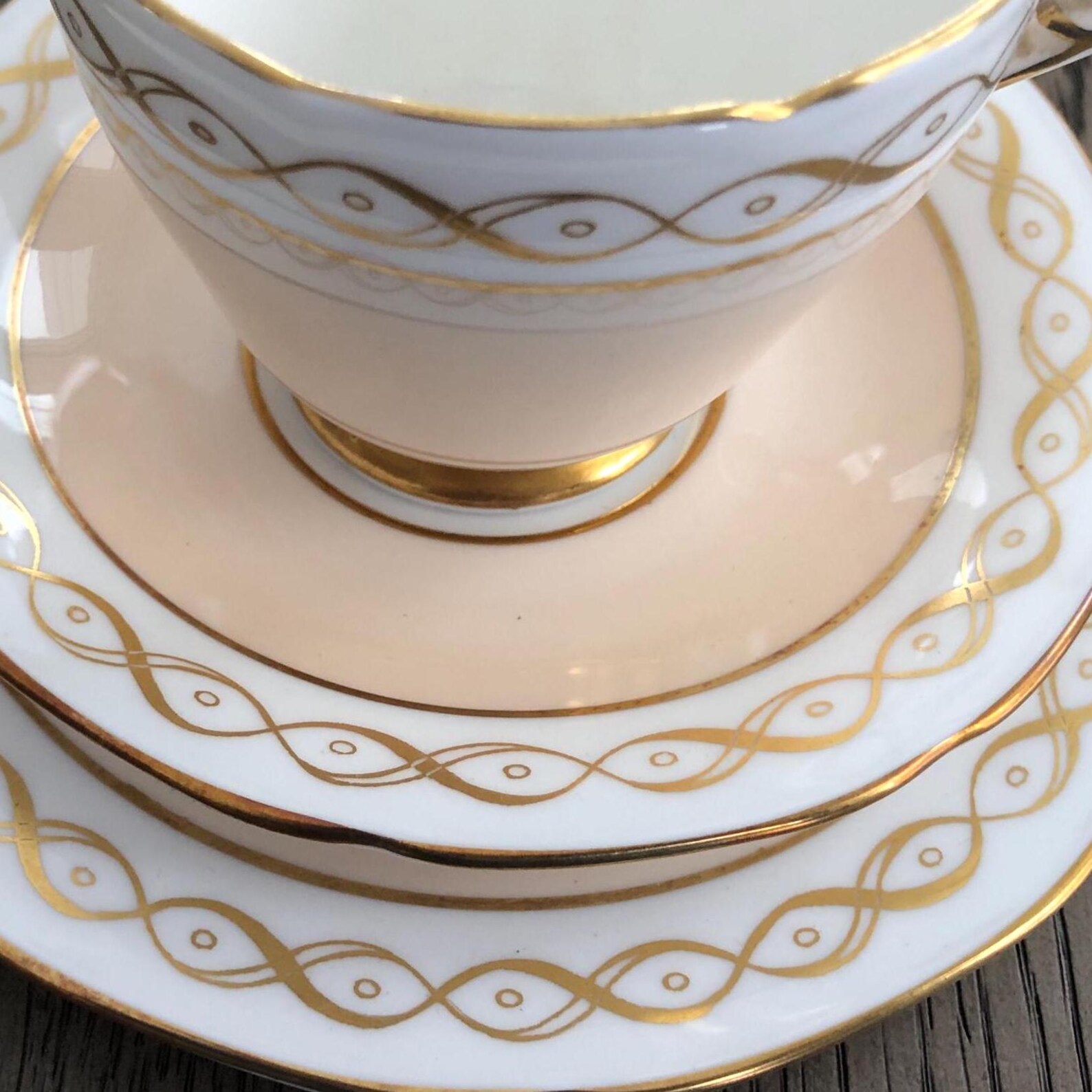 Vintage Paragon Tea Set for 8, Peachy Pink Hues on White With Hand ...
