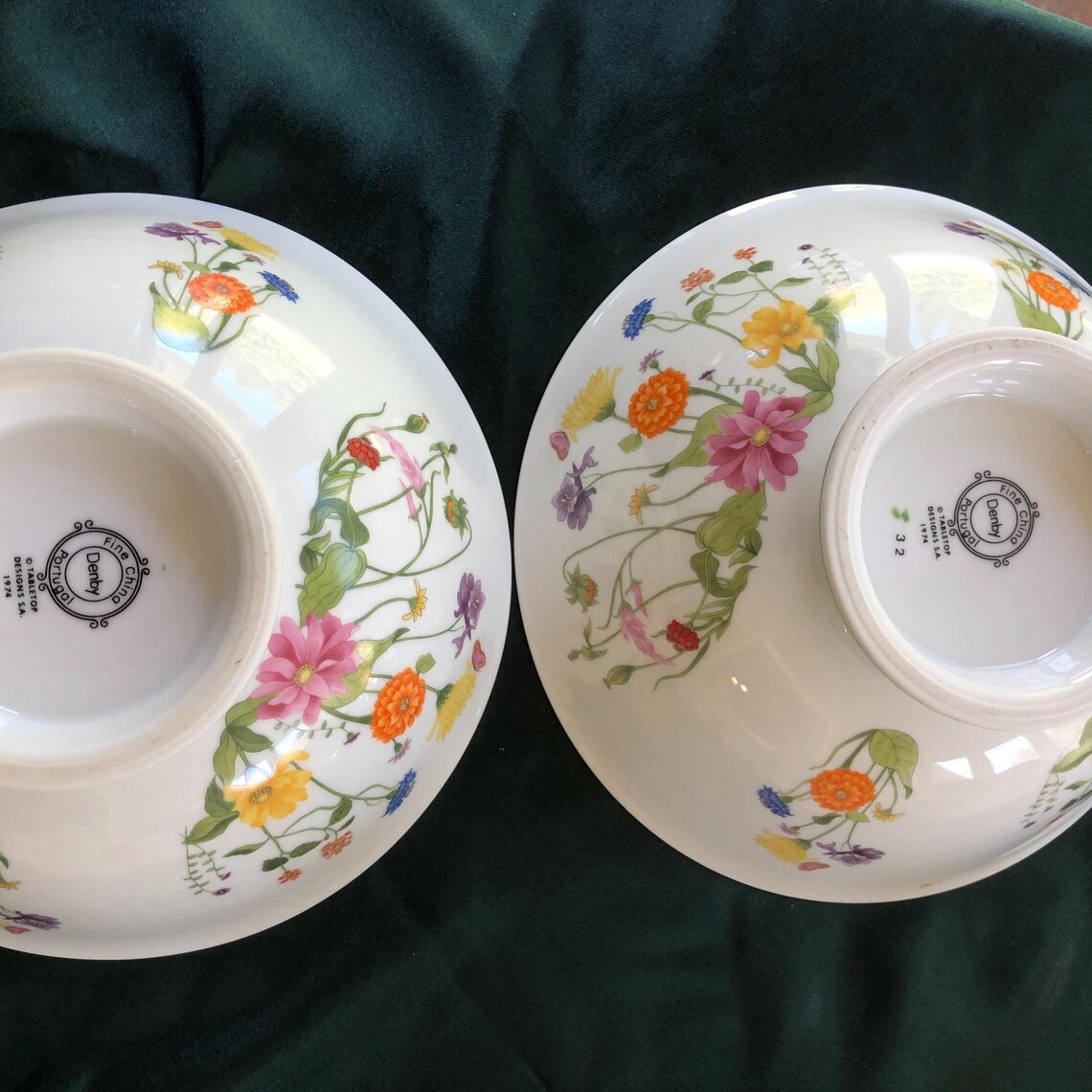 2 Denby Wonderland Pattern Pedestal Bowls. Vintage. Made in Portugal ...