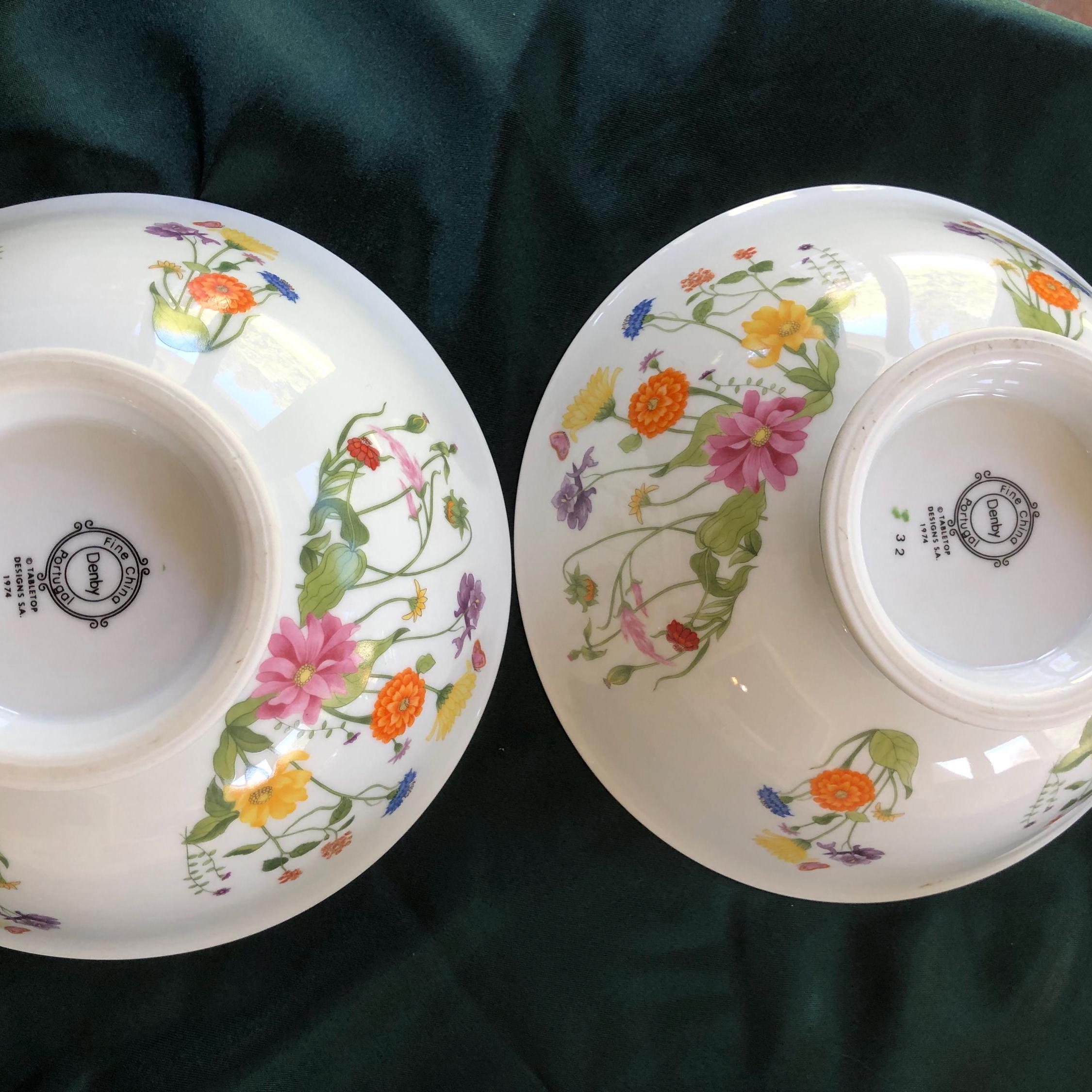 2 Denby Wonderland Pattern Pedestal Bowls. Vintage. Made in Portugal ...