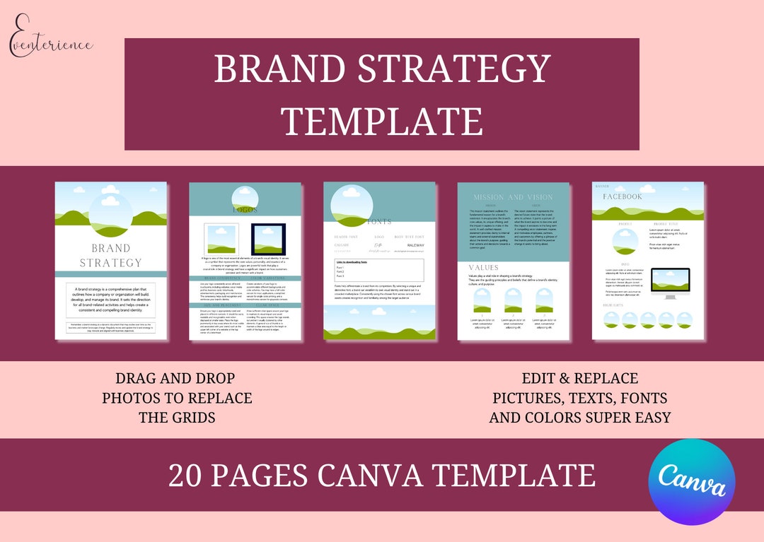 Brand Strategy Template - 20 Pages - Canva Template - Social Media ...