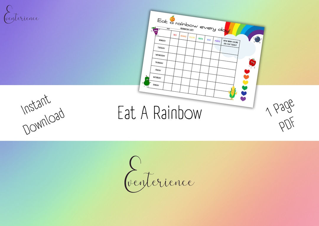 Kids - Eat A Rainbow Every Day- Download & Print - Kids Eating Habits ...