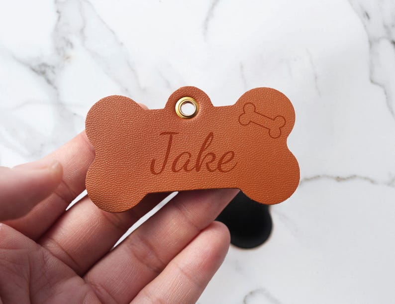 Custom Leather Pet Tag, Personalized Engraved Pet Name Tag, Custom Pet ...