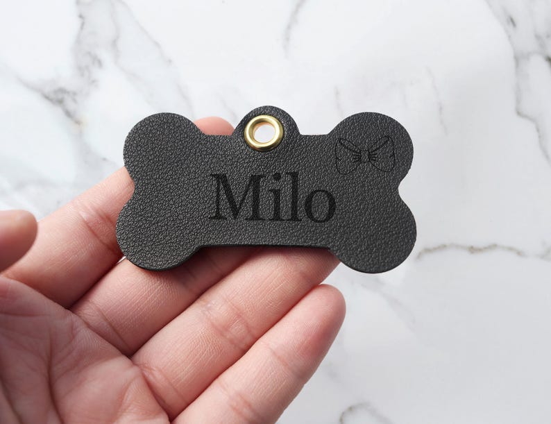 Custom Leather Pet Tag, Personalized Engraved Pet Name Tag, Custom Pet ...
