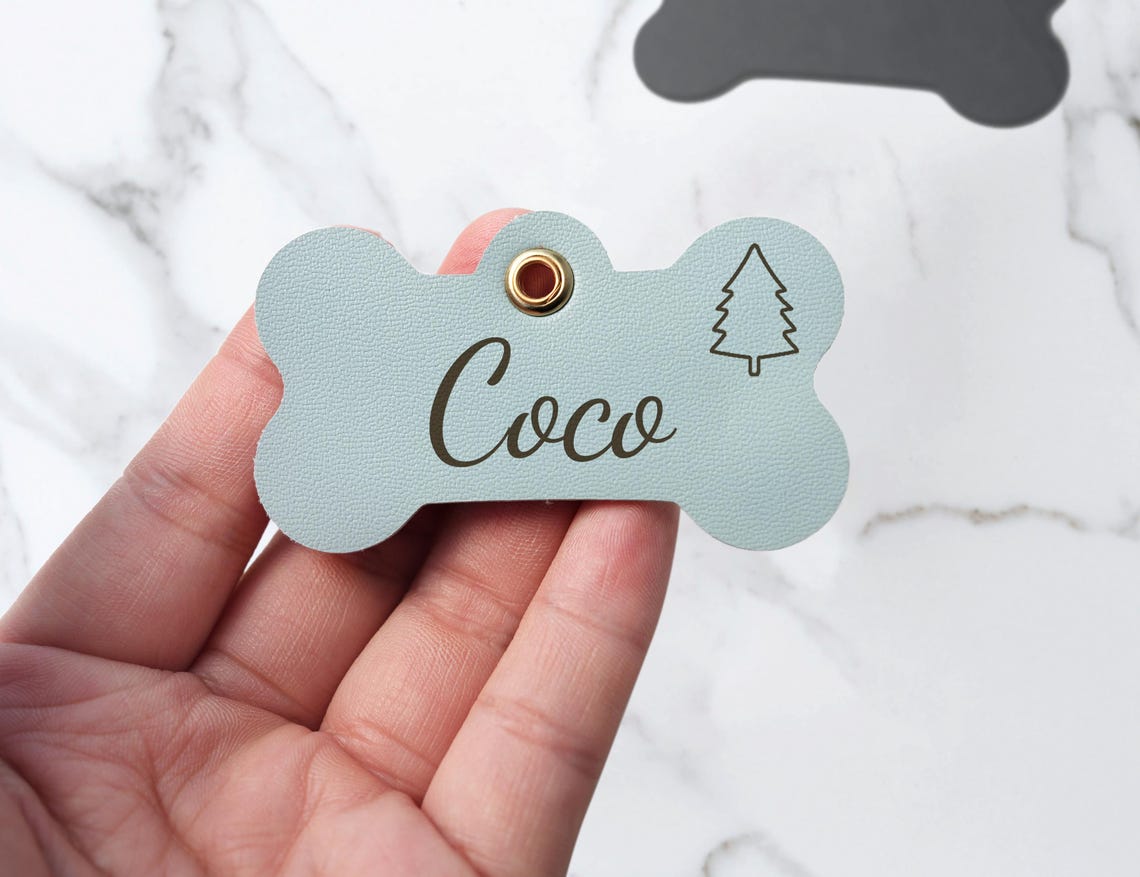 Custom Leather Pet Tag, Personalized Engraved Pet Name Tag, Custom Pet ...