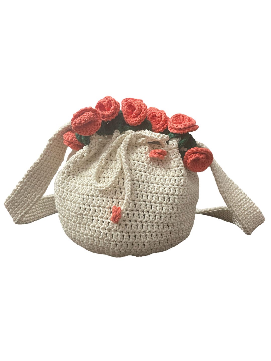 Crochet Bouquet of Roses Drawstring Bag - Etsy