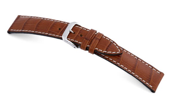 Leather Strap Tupelo 22 Mm Cognac With Alligator Embossing - Etsy