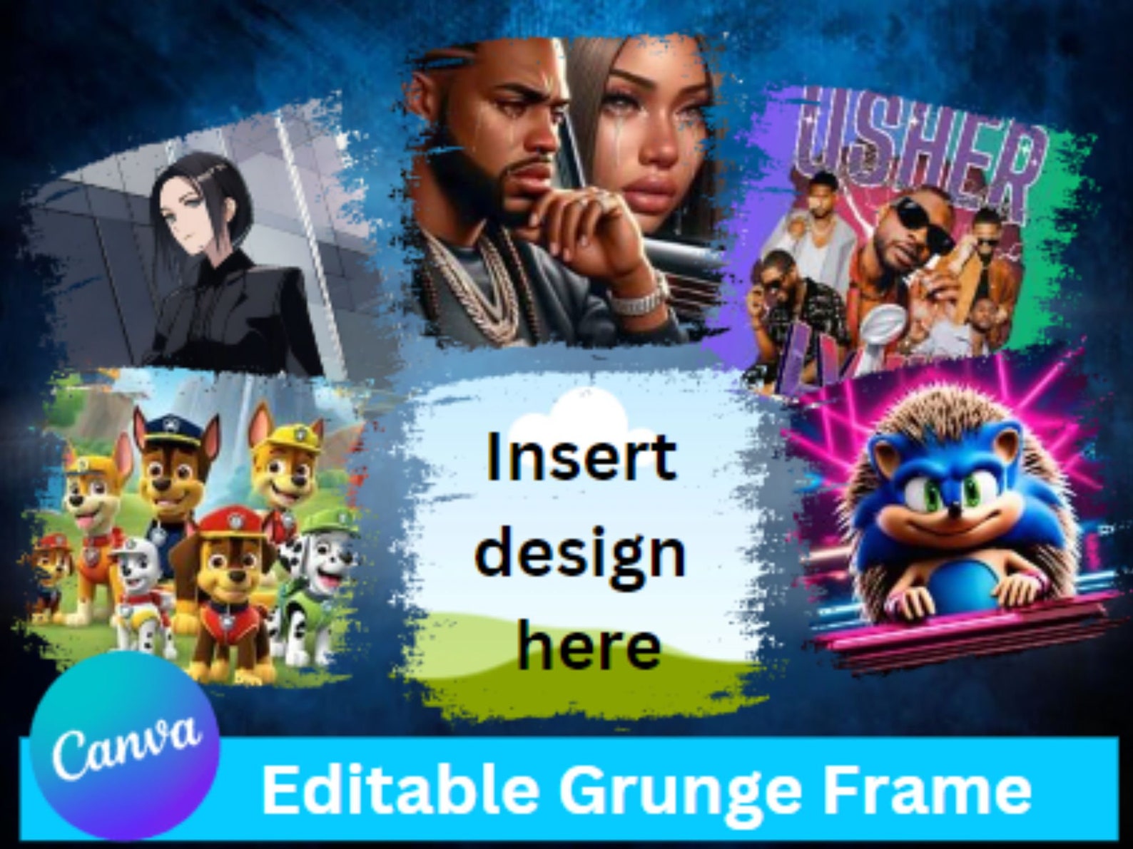 Grunge Background Design CANVA Editable Template - Etsy