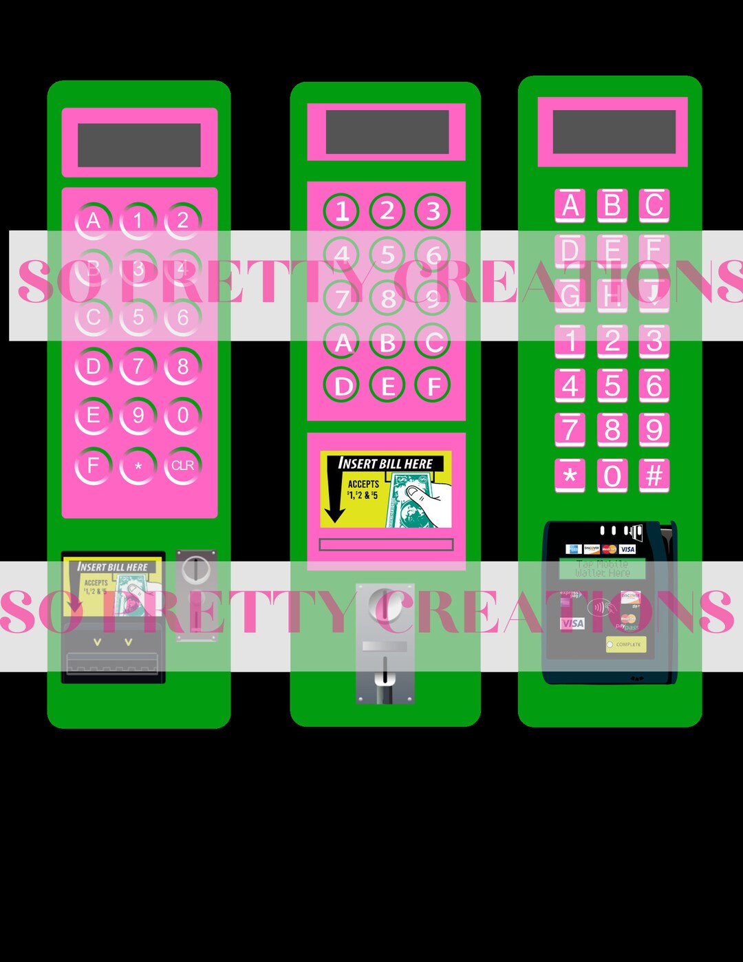 Vending Machine Payment Panel PNG Green and Pink - Etsy