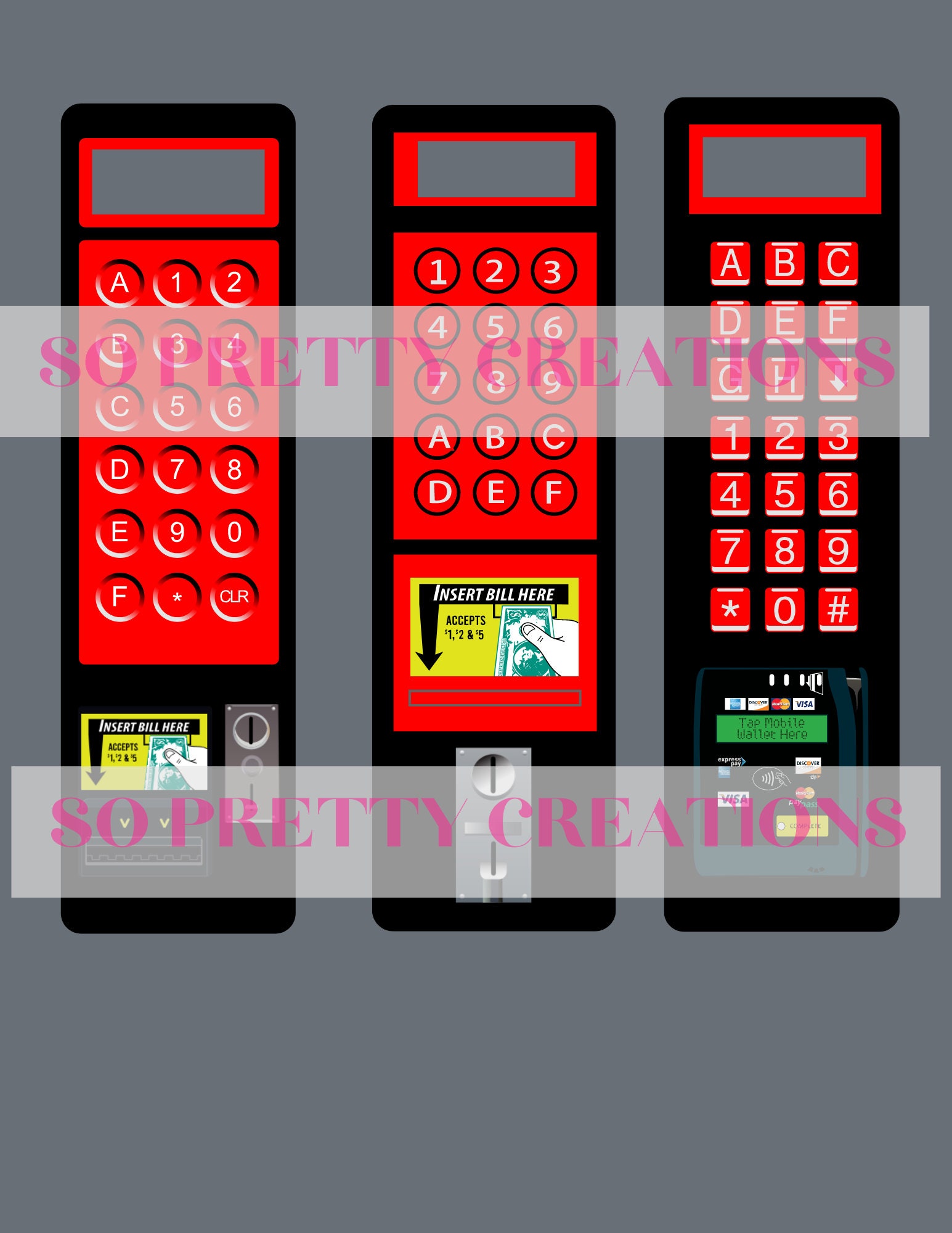 Vending Machine Payment Panel PNG Black and Red - Etsy